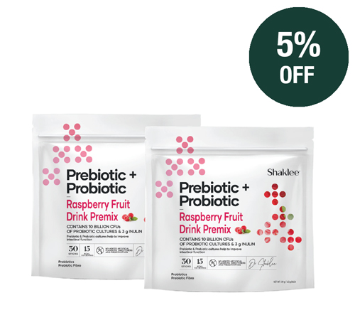 Prebiotic + Probiotic Raspberry Fruit Drink Premix Twin Pack @ 5%