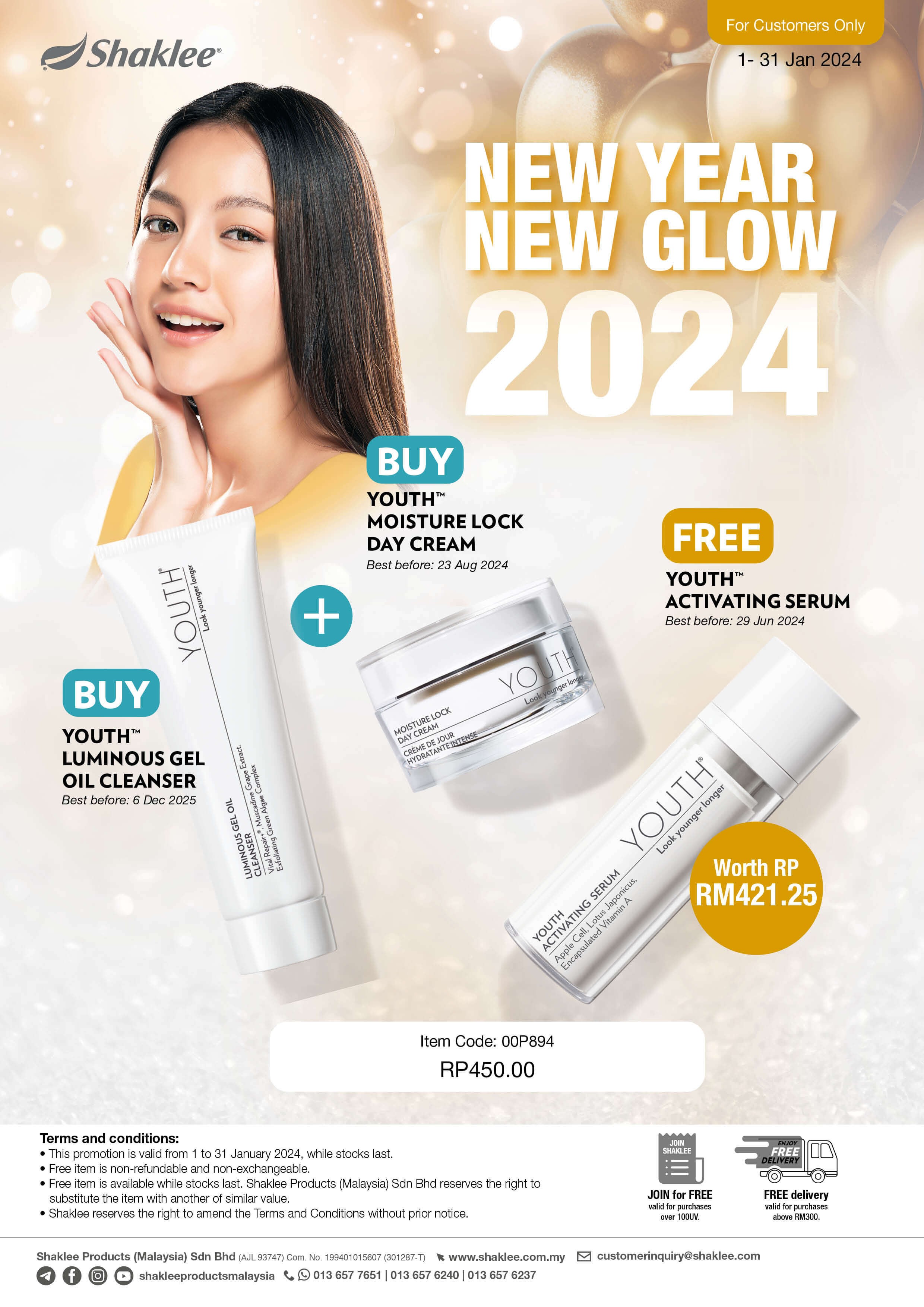 Buy YOUTH™ Luminous Gel Oil Cleanser + Moisture Lock Day Cream FREE ...